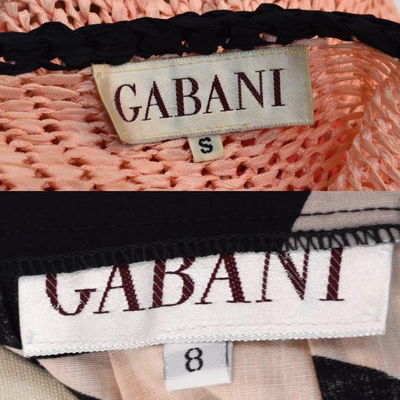 1980s Gabani Pink Peach Striped Abstract Patterned Ri… - Gem