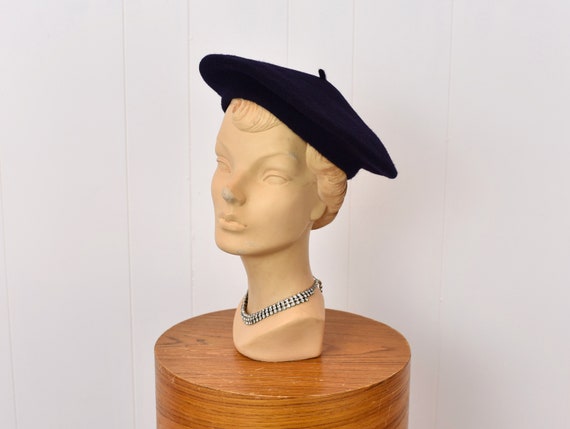 1980s Normandy Ultrabasque Navy Blue Beret Hat - Gem
