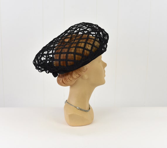 1960s Christian Dior Black Net Hat - Gem