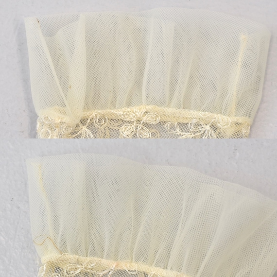 1940s/1950s Lace Blue Floral Garter Gloves Gauntlets … - Gem