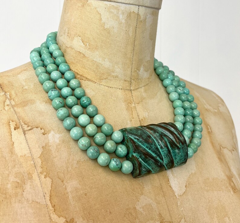 Vintage Alice Kuo Turquoise Beaded Copper Brutalist Multi - Etsy