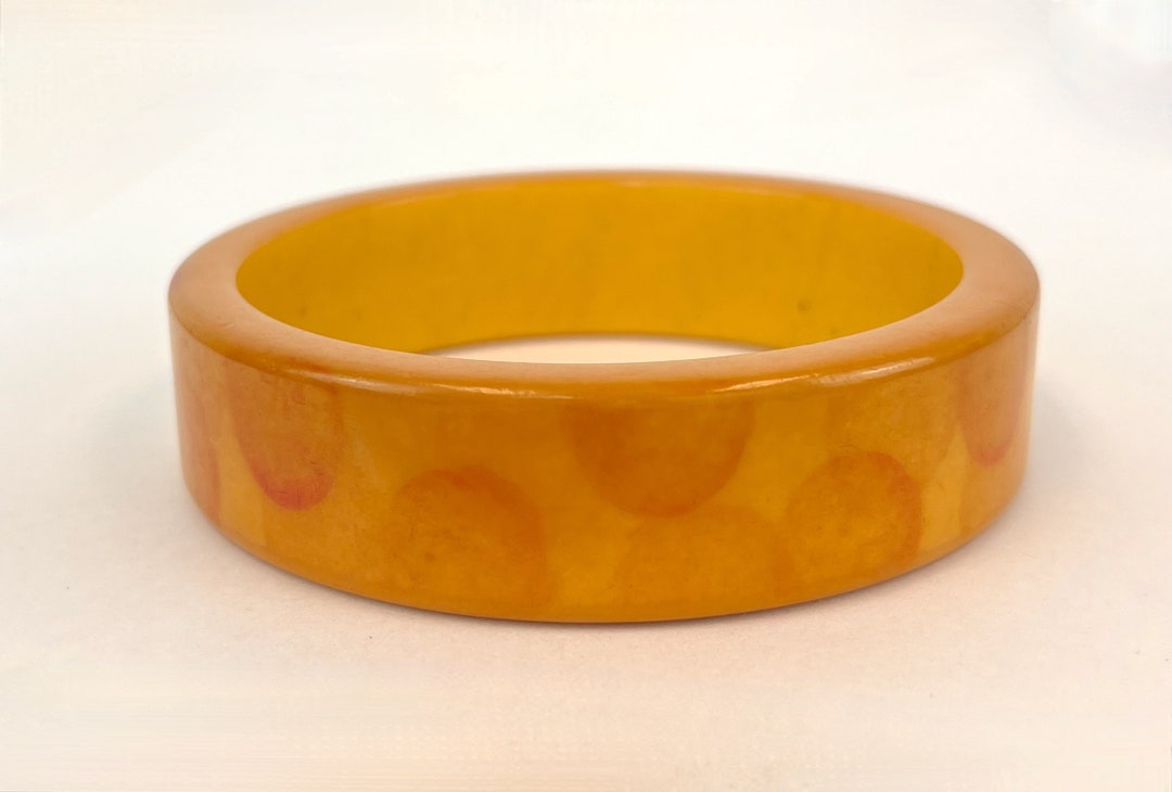1940s Bakelite Polka Dot Sponge Painted Creamed Corn Yellow Orange ...