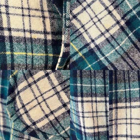 1960s Pendleton Green Plaid Wool Button Down Long Sle… - Gem