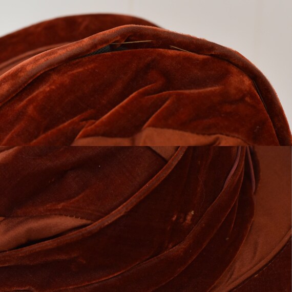 1920s Rust Velvet Soutache Embroidered Flapper Cloche… - Gem