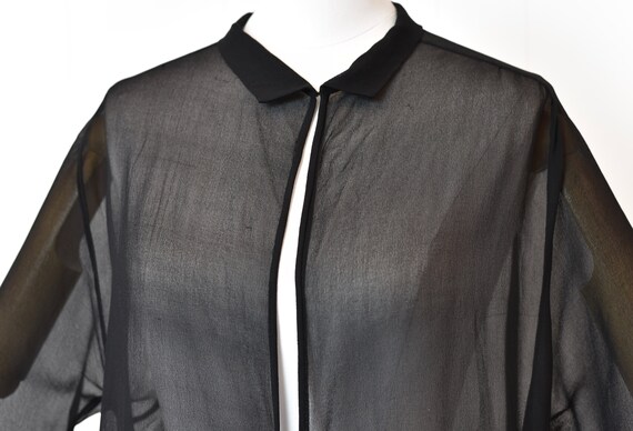 1920s Sheer Black Ruffle Duster Dress - Gem