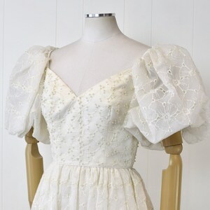 1980s White Pearl Beaded Sequin Floral Lace Puff Sleeve Bridal - Etsy