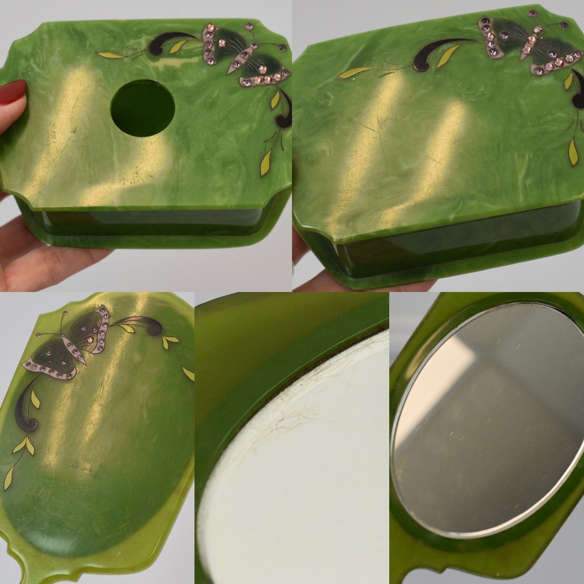 1920s/1930s Art Deco Celluloid Marbled Green Butterfly - Etsy