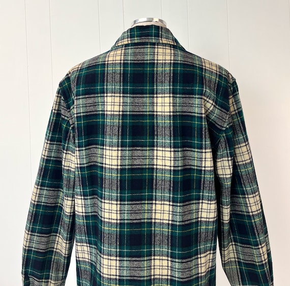 1960s Pendleton Green Plaid Wool Button Down Long Sle… - Gem