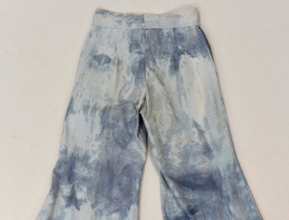 1970s Blue Tie Dye Bell Bottom Hippie Boho Denim Pant… - Gem