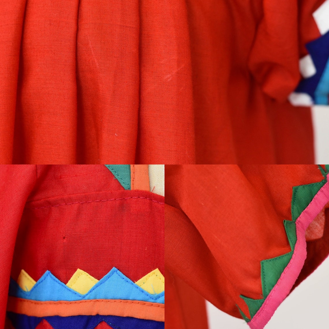 RARE 1970s Seminole Native American Red Patchwork Maxi Dress | Etsy