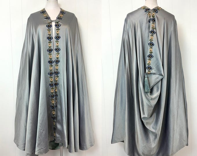 Antique 1900s Edwardian Blue Floral Embroidered Cape as Is - Etsy