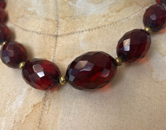 1950s Faceted Bakelite Dark Cherry Red Translucent Be… - Gem