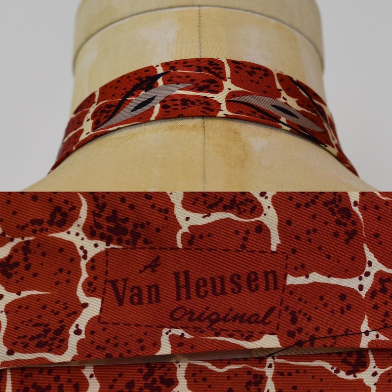 1940s/1950s Red Abstract Novelty Print Van Heusen Original Mens ...