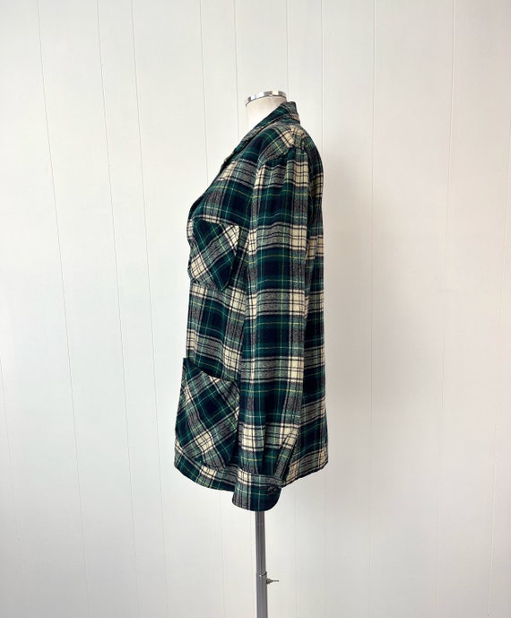 1960s Pendleton Green Plaid Wool Button Down Long Sle… - Gem