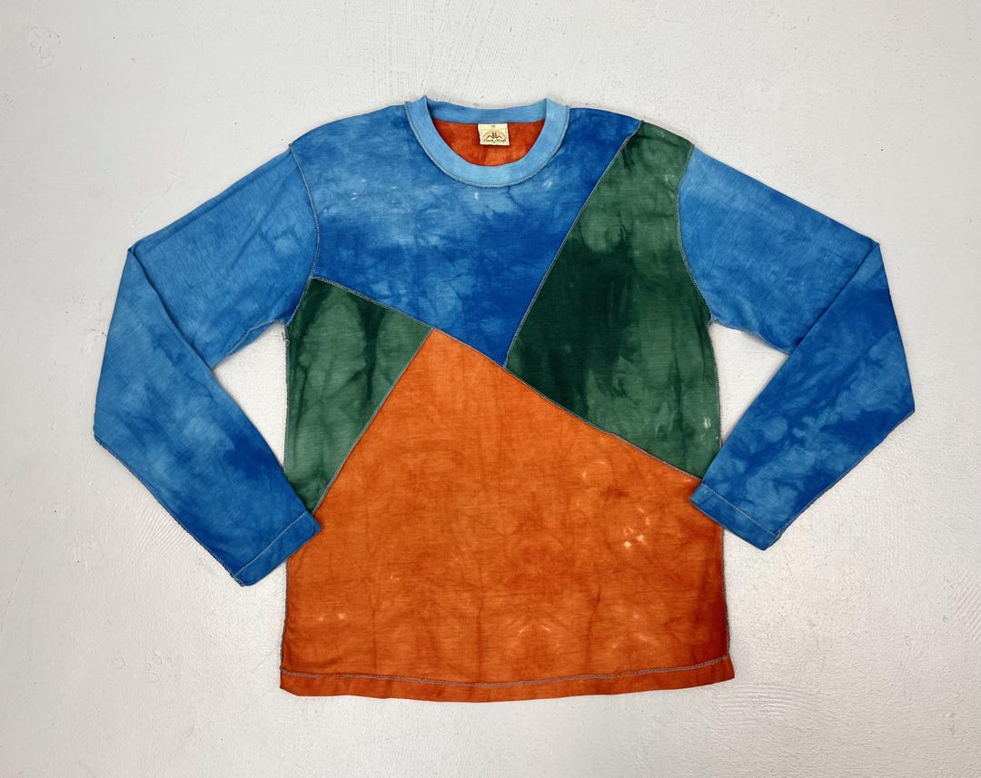 1990s Inside Out Body Rap Tie Dye Patchwork Colorful Long Sleeve T ...