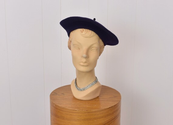 1980s Normandy Ultrabasque Navy Blue Beret Hat - Gem