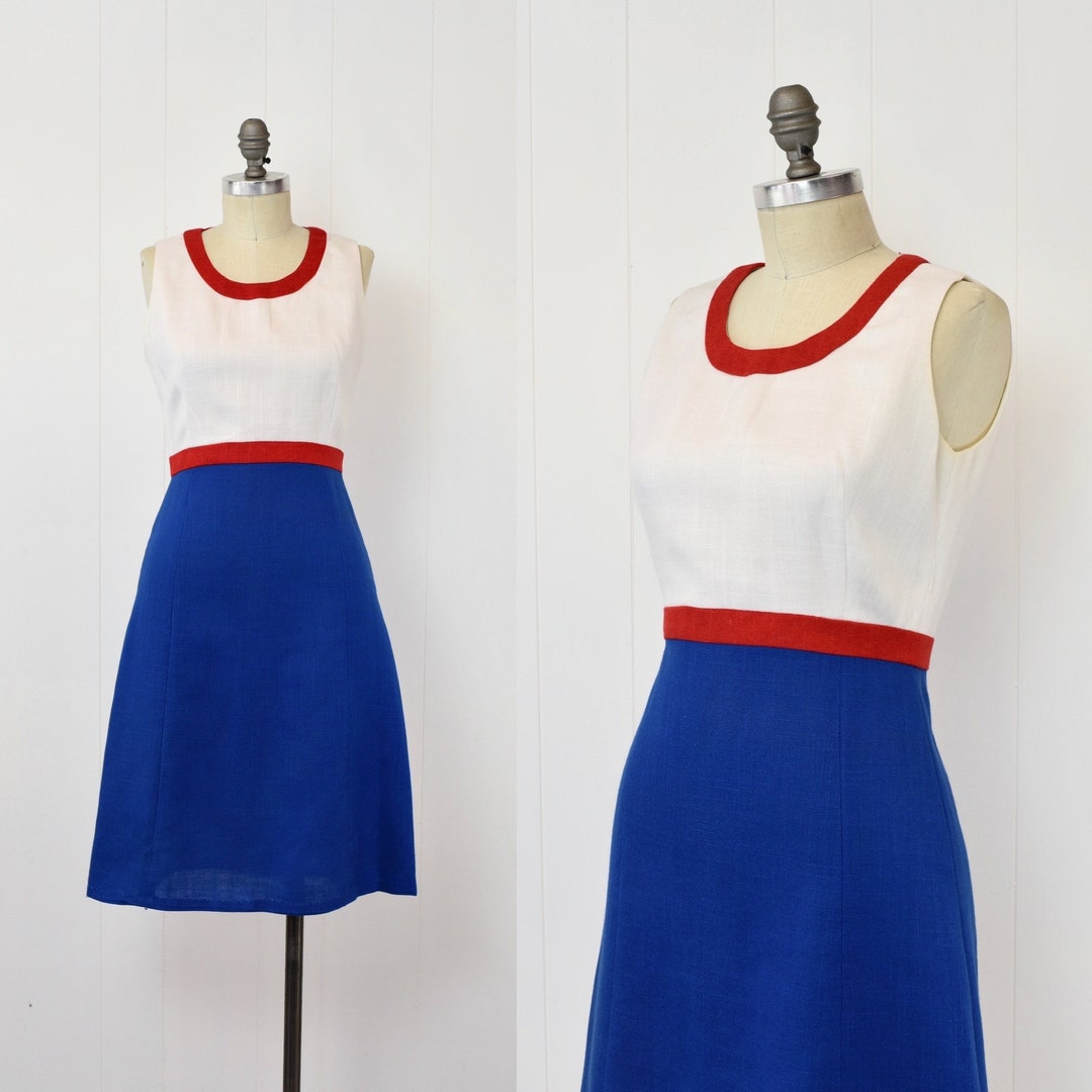 1960s Patriotic Red White & Blue Color Block Nautical Mod Dress - Etsy