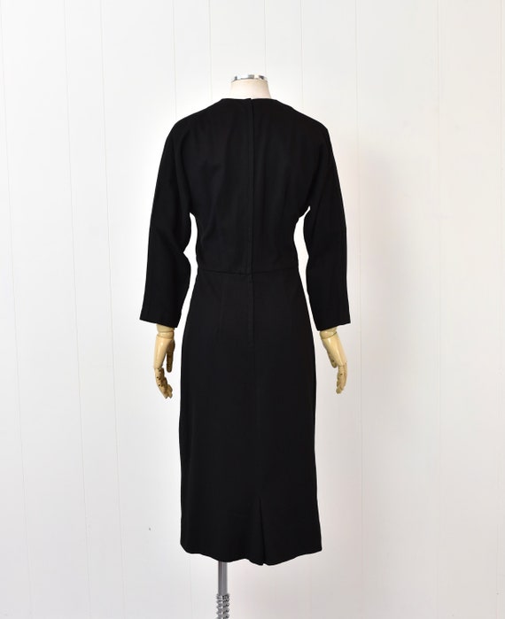 1950s Black Corset Lace Wiggle Cocktail Dress Gem