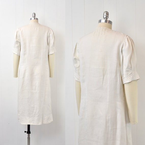 Antique 1920s White Linen Crochet Lace Butterfly Flap… - Gem