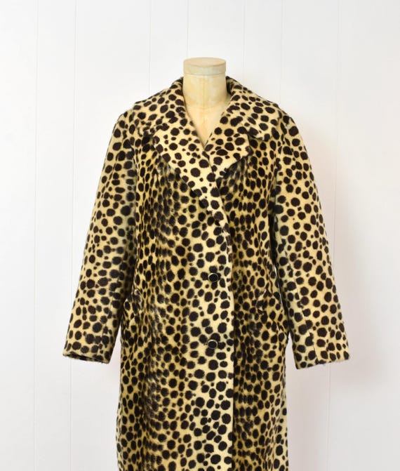 1960s/1970s Cheetah Leopard Animal Print Faux Fur Saf… - Gem