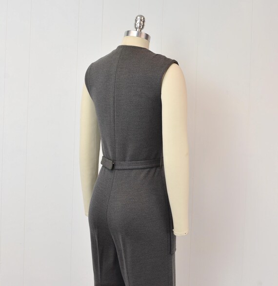 1970s Gray Wool Kimberly Flare Bell Bottom One Piece … - Gem