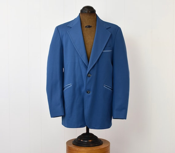 1970s Blue Montgomery Ward Mens Suit Jacket Blazer - Gem