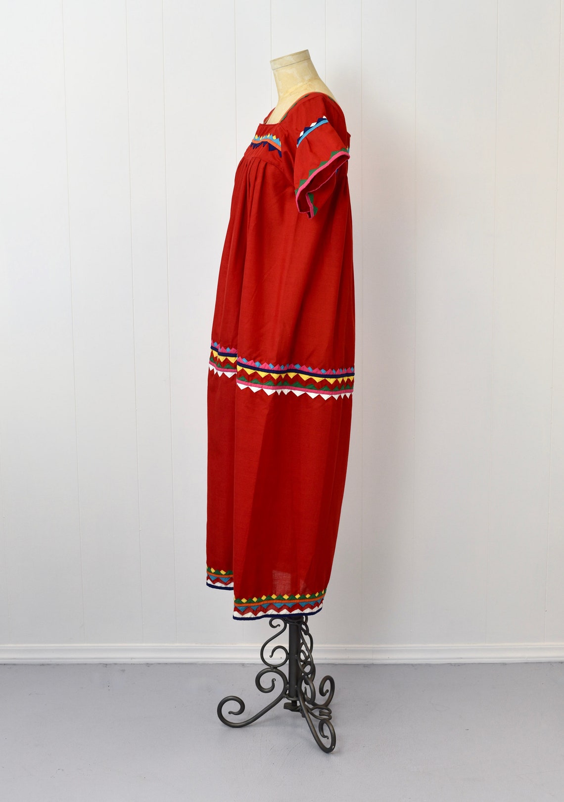 RARE 1970s Seminole Native American Red Patchwork Maxi Dress | Etsy