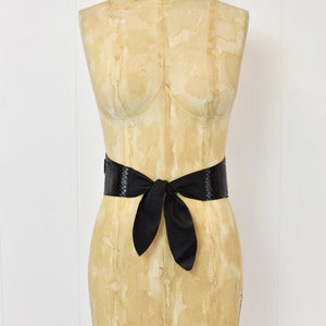 1980s Black Snakeskin Leather Sequin Embellished Tie Statement - Etsy