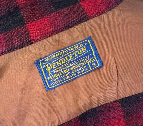 1960s Pendleton Red Black Plaid Print Wool Flannel Lo… - Gem