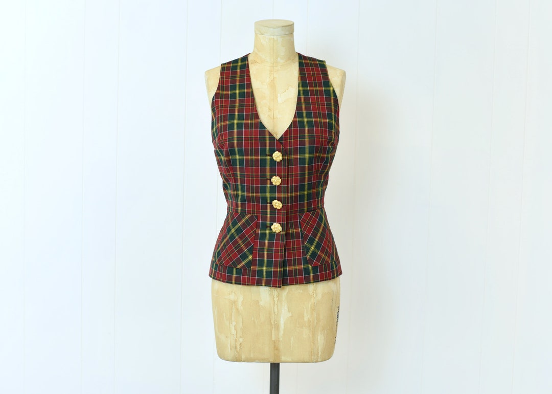 1980s Todd Oldham Plaid Vest - Etsy