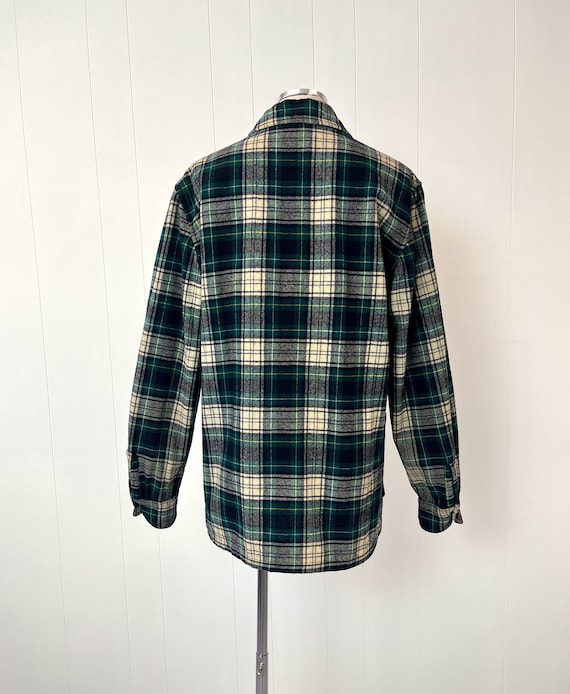 1960s Pendleton Green Plaid Wool Button Down Long Sle… - Gem