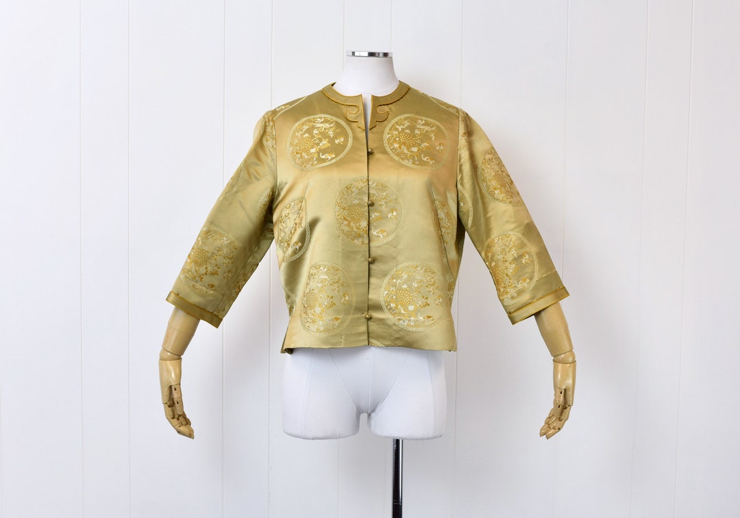 1950s Asian Gold Satin Brocade Jacket Top - Etsy