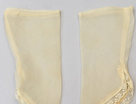 1940s/1950s Lace Blue Floral Garter Gloves Gauntlets … - Gem