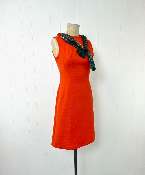 1960s Orange Chevron Mod Removable Scarf Mad Men Groo… - Gem