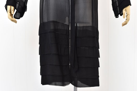 1920s Sheer Black Ruffle Duster Dress - Gem