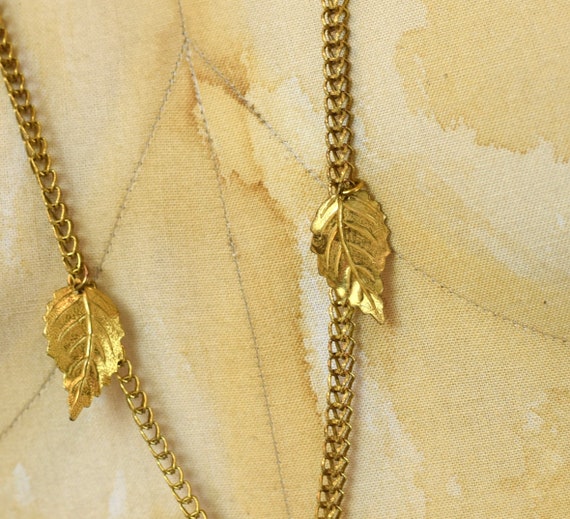 1970s Miriam Haskell Gold Leaves Leaf Statement Neckl… - Gem