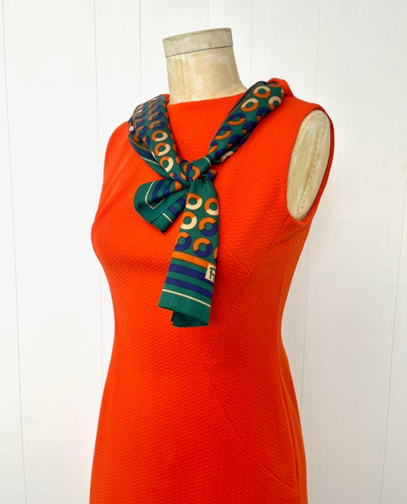 1960s Orange Chevron Mod Removable Scarf Mad Men Groo… - Gem