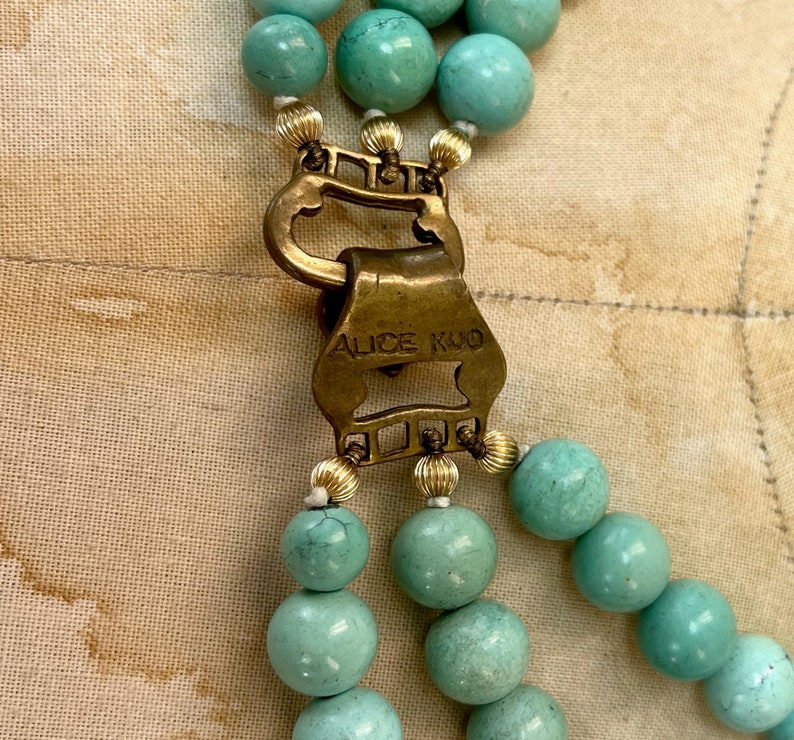 Vintage Alice Kuo Turquoise Beaded Copper Brutalist Multi - Etsy