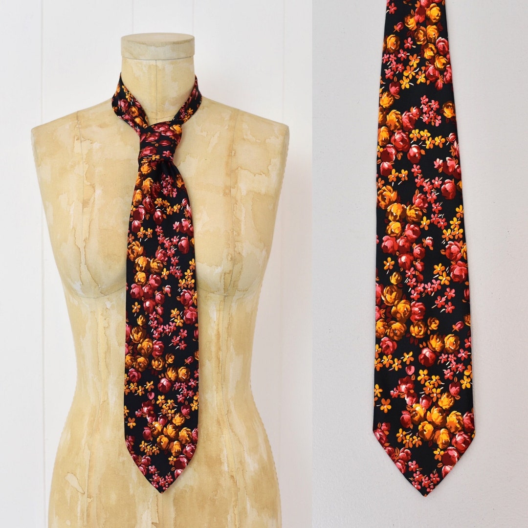 1970s Bold Floral Print Trevira Polyester Mens Tie Neck Tie - Etsy