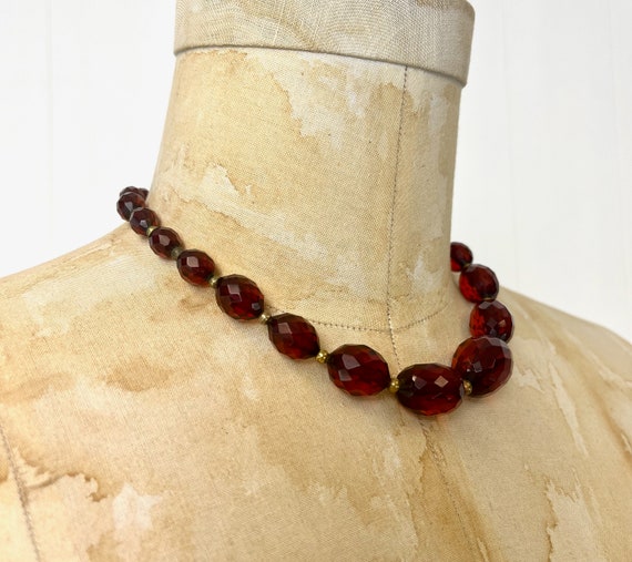 1950s Faceted Bakelite Dark Cherry Red Translucent Be… - Gem