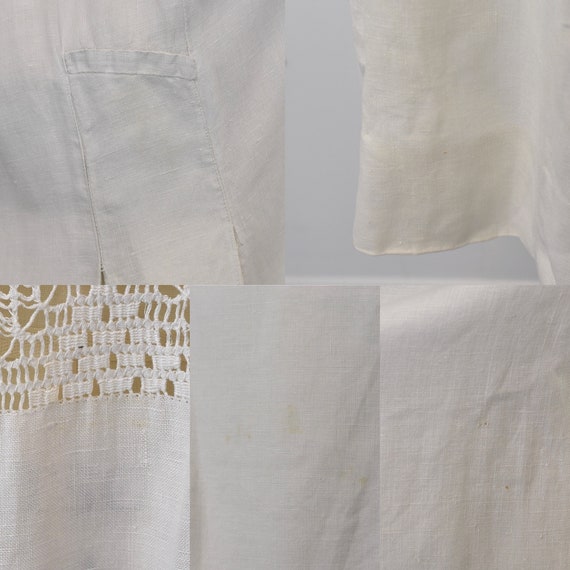 Antique 1920s White Linen Crochet Lace Butterfly Flap… - Gem