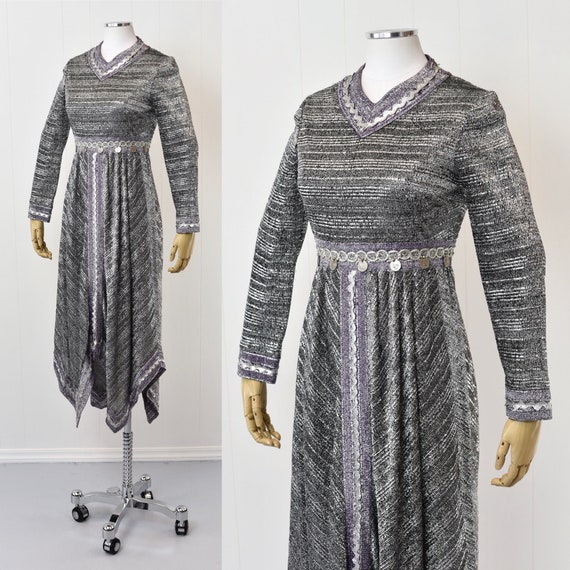 1960s Silver & Purple Coin Dress - Gem
