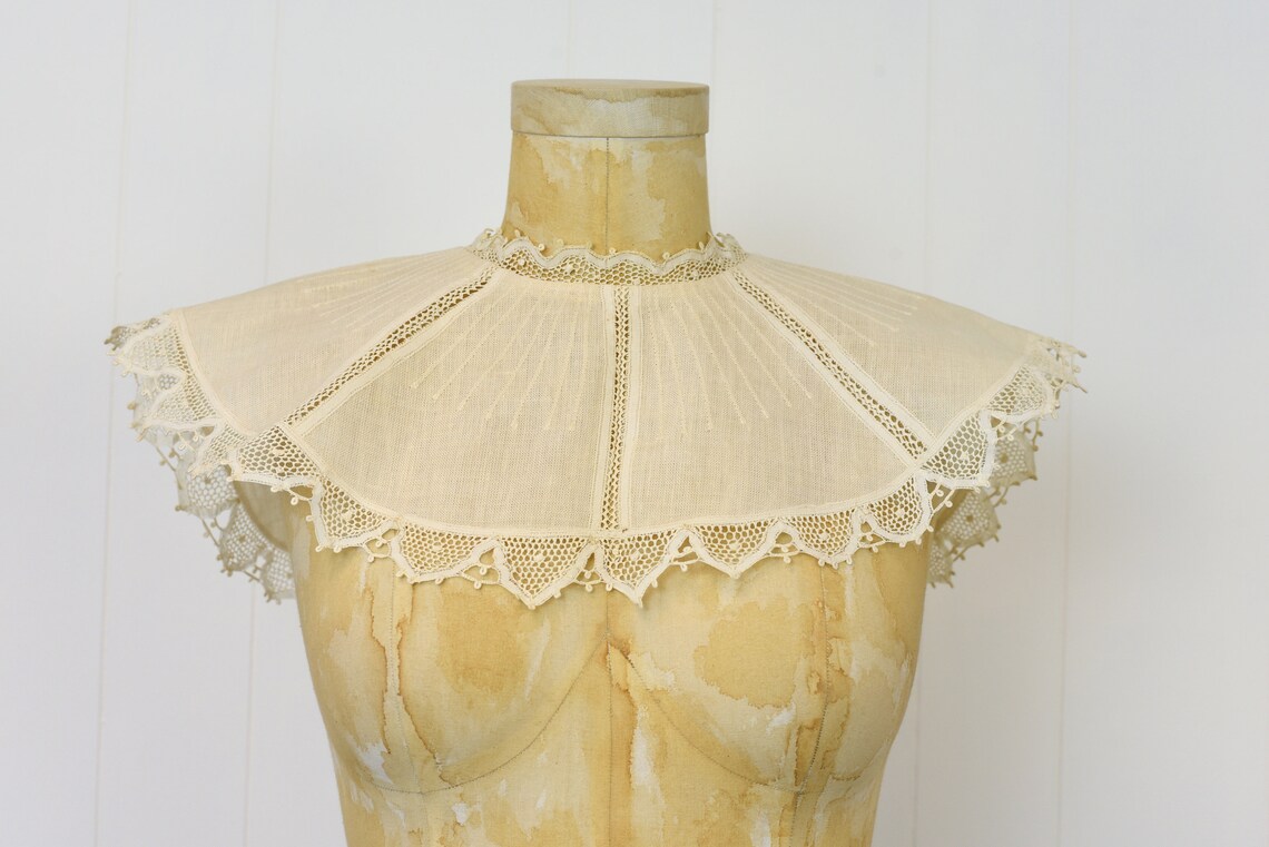 1980s Oversized Linen Collar - Etsy