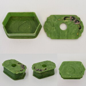 1920s/1930s Art Deco Celluloid Marbled Green Butterfly Rhinestone ...