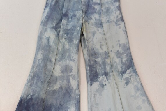 1970s Blue Tie Dye Bell Bottom Hippie Boho Denim Pant… - Gem