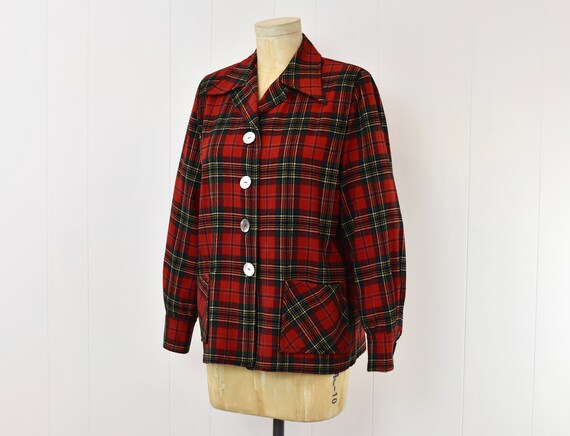 1950s Pendleton Plaid 49er Red Green Classic Wool Lon… - Gem