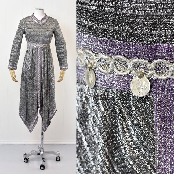 1960s Silver & Purple Coin Dress - Gem