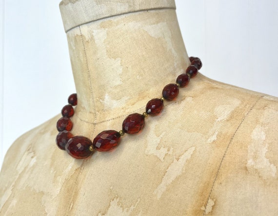 1950s Faceted Bakelite Dark Cherry Red Translucent Be… - Gem