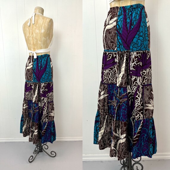 1970s Hawaiian Colorful Purple Blue Floral Botanical … - Gem