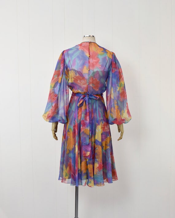 1970s/1980s David Morris Watercolor Floral Print Shee… - Gem